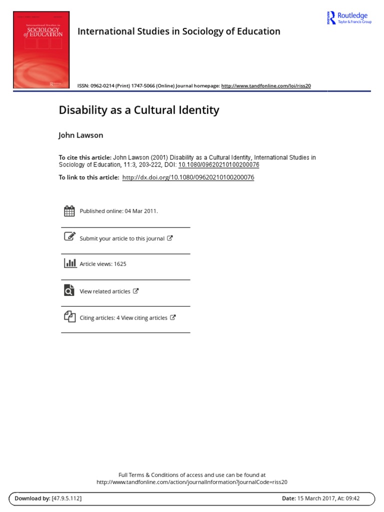 Disability As A Cultural Identity | PDF | Disability | Inclusion ...