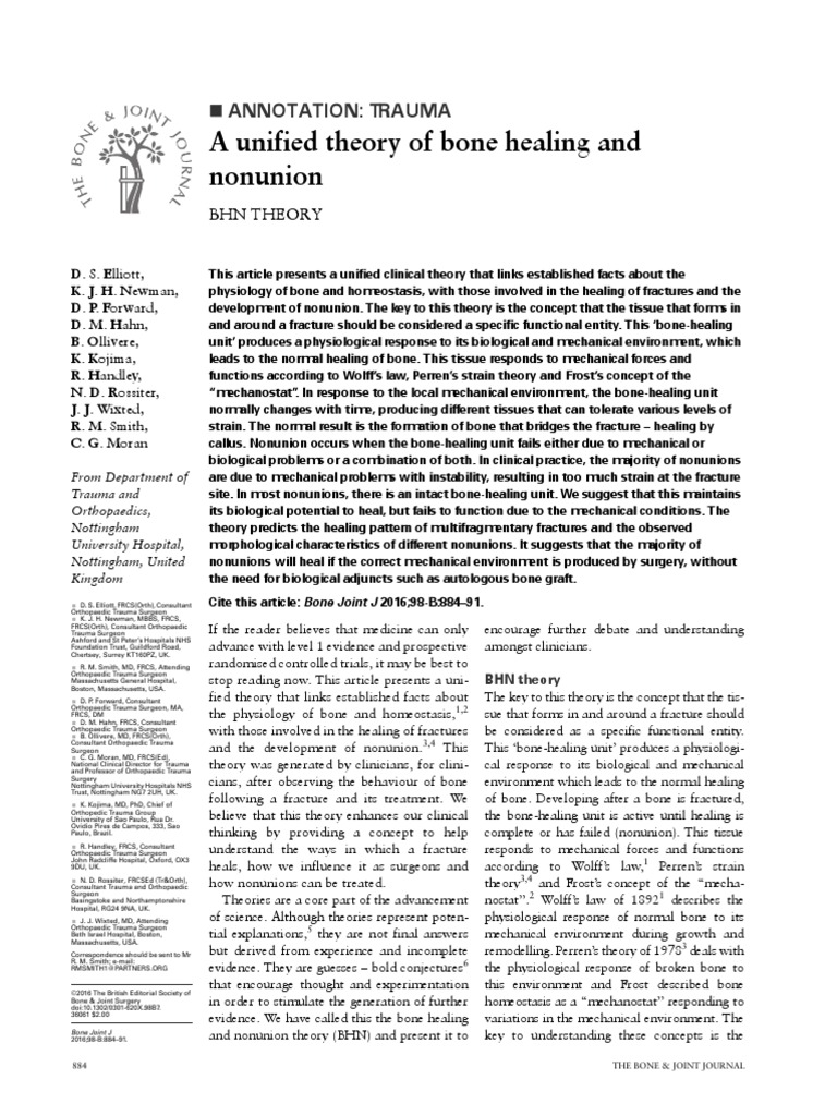 A Unified Theory of Bone Healing and Nonunion: Annotation: Trauma | PDF ...