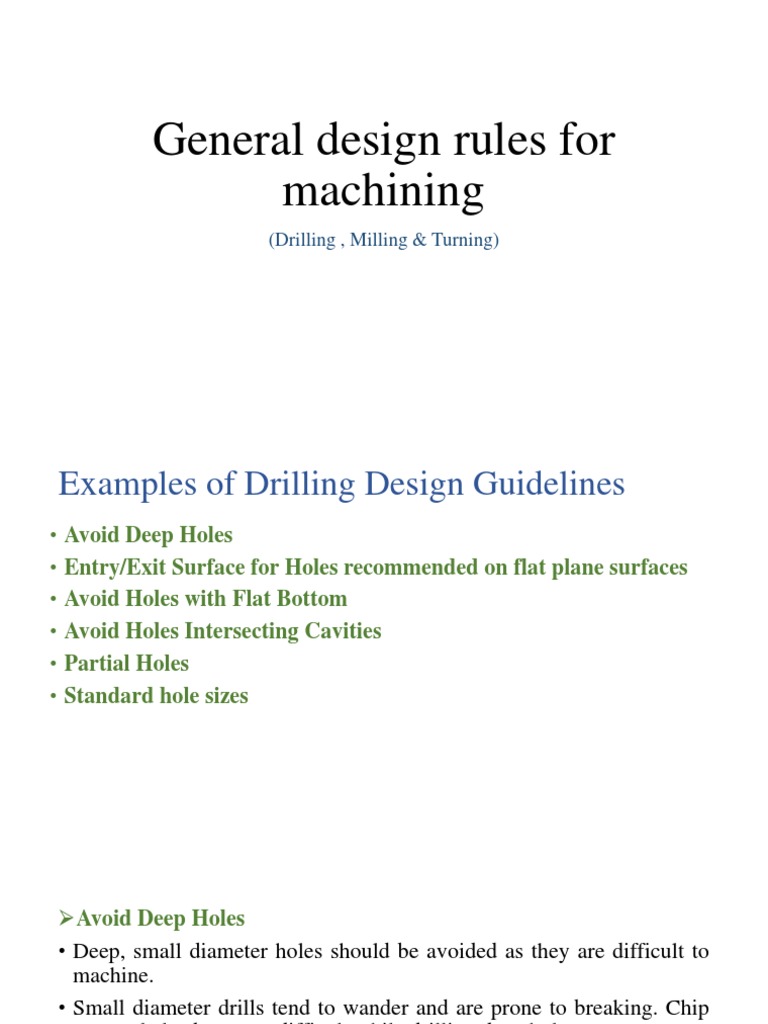 Machining Design Guidelines Overview | PDF | Machining | Drilling