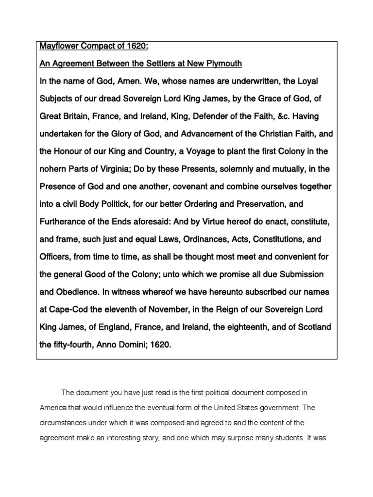 Mayflower Compact | PDF | Plymouth Colony | Religion And Belief