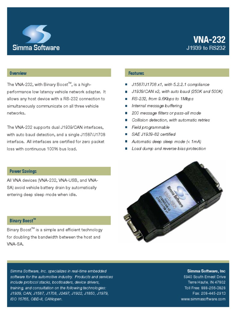 Simma Software: J1939 To RS232 | PDF