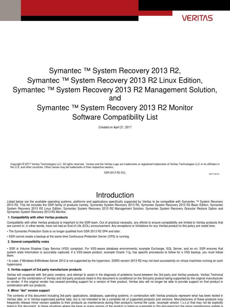 Symantec System Recovery 2013 R2 | PDF | Windows Server 2008 | Windows ...