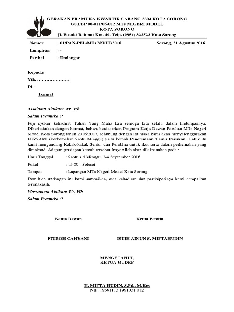 Undangan PERSAMI Pramuka Sorong | PDF