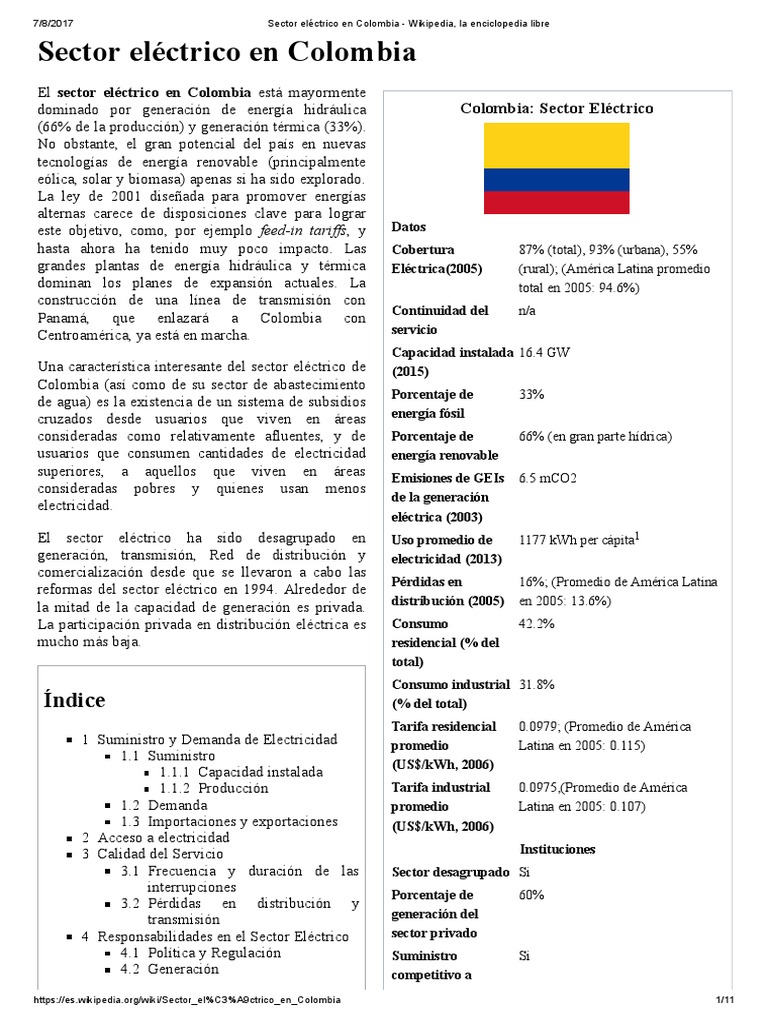 Sector Eléctrico en Colombia | PDF | Energía y recursos | Economía ...