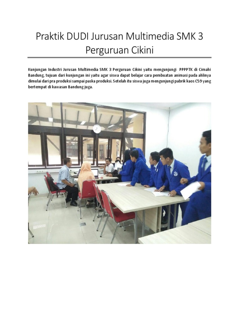 Praktik DUDI Jurusan Multimedia SMK 3 Perguruan Cikini | PDF