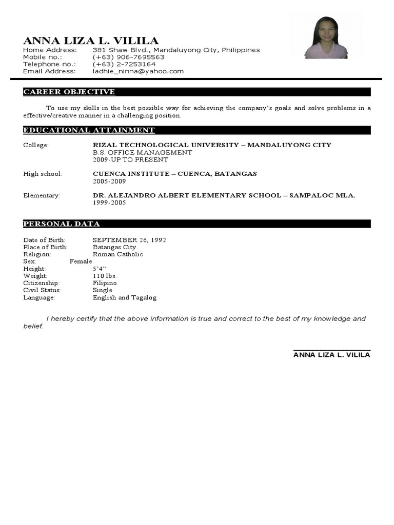 Annaliza Resume | PDF | Wellness