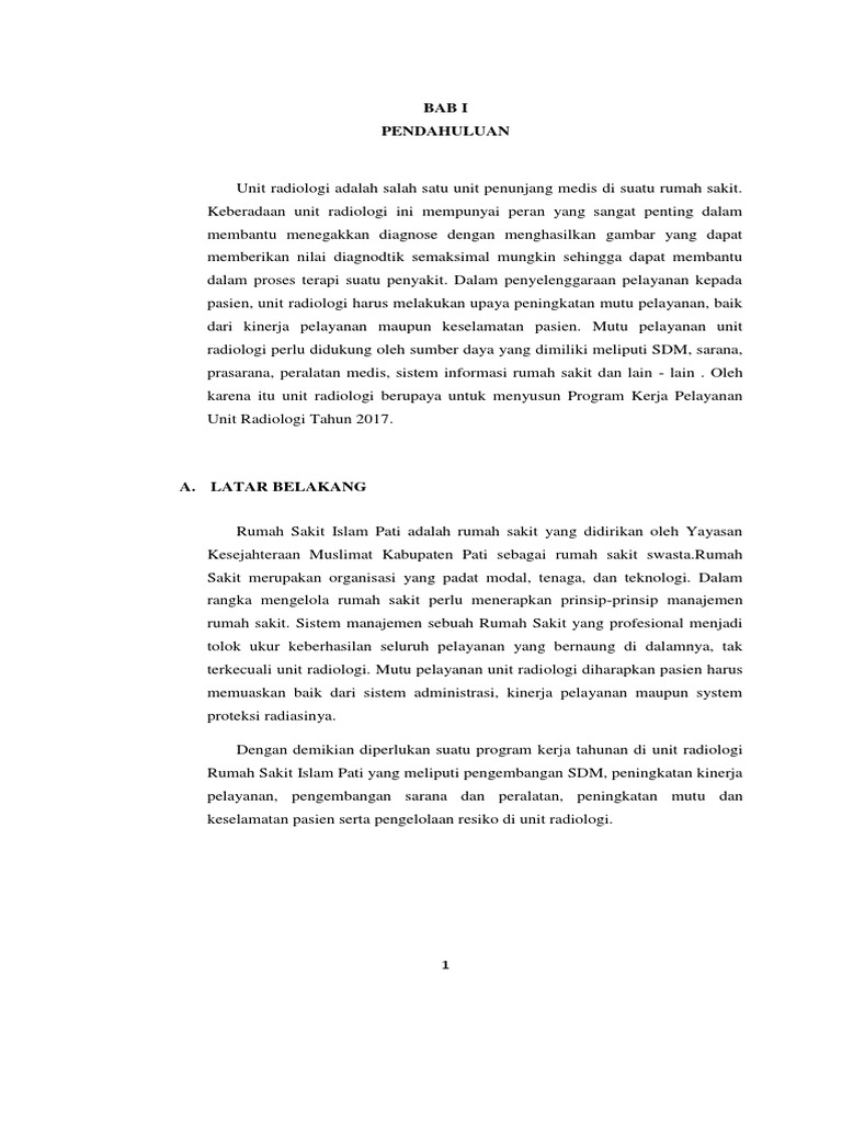 Program Kerja Pelayanan Radiologi Tahun 2017 | PDF