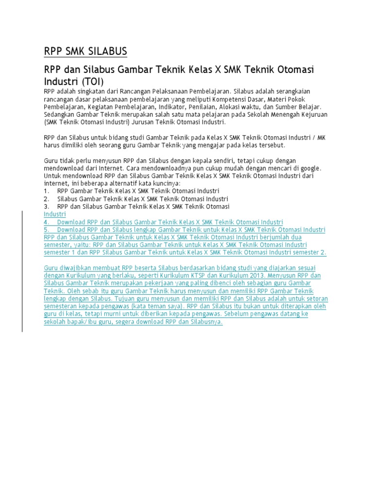 Contoh RPP SMK Silabus | PDF