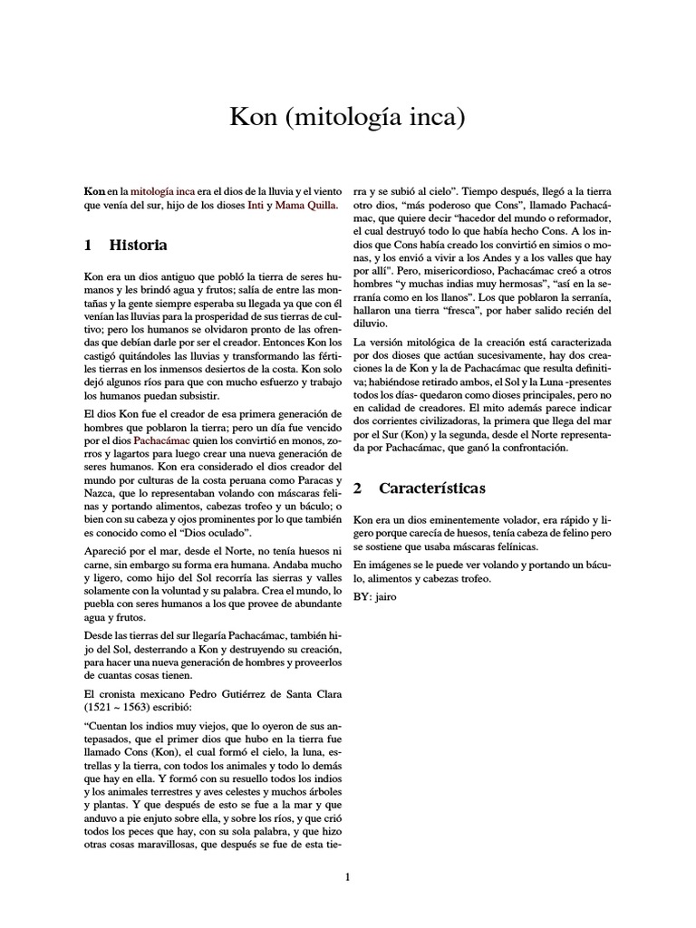 Kon: Dios Inca del Viento y la Lluvia | PDF | Imperio Inca | Deidades