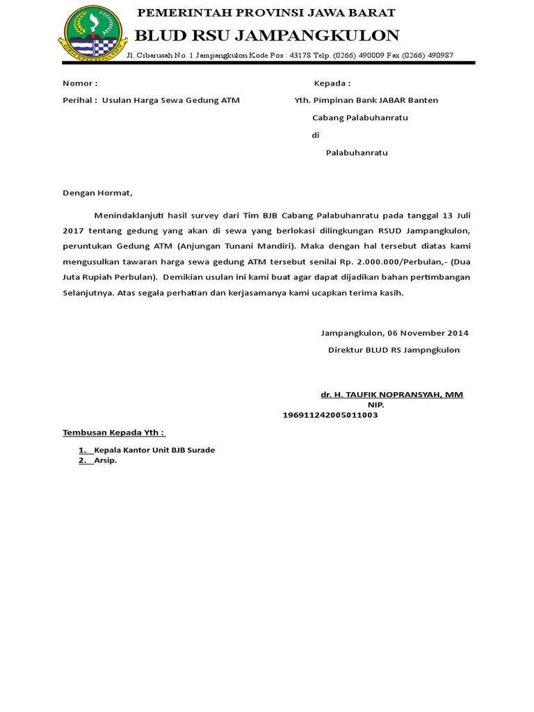 Surat Permohonan BJB | PDF