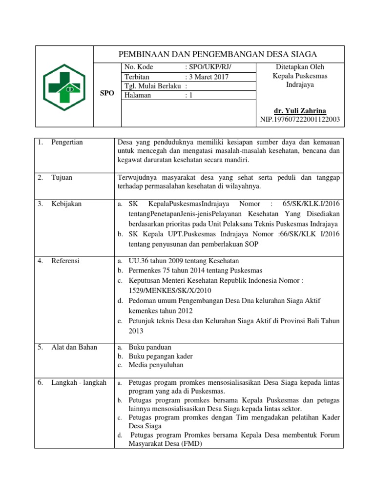 Sop Desa Siaga | PDF