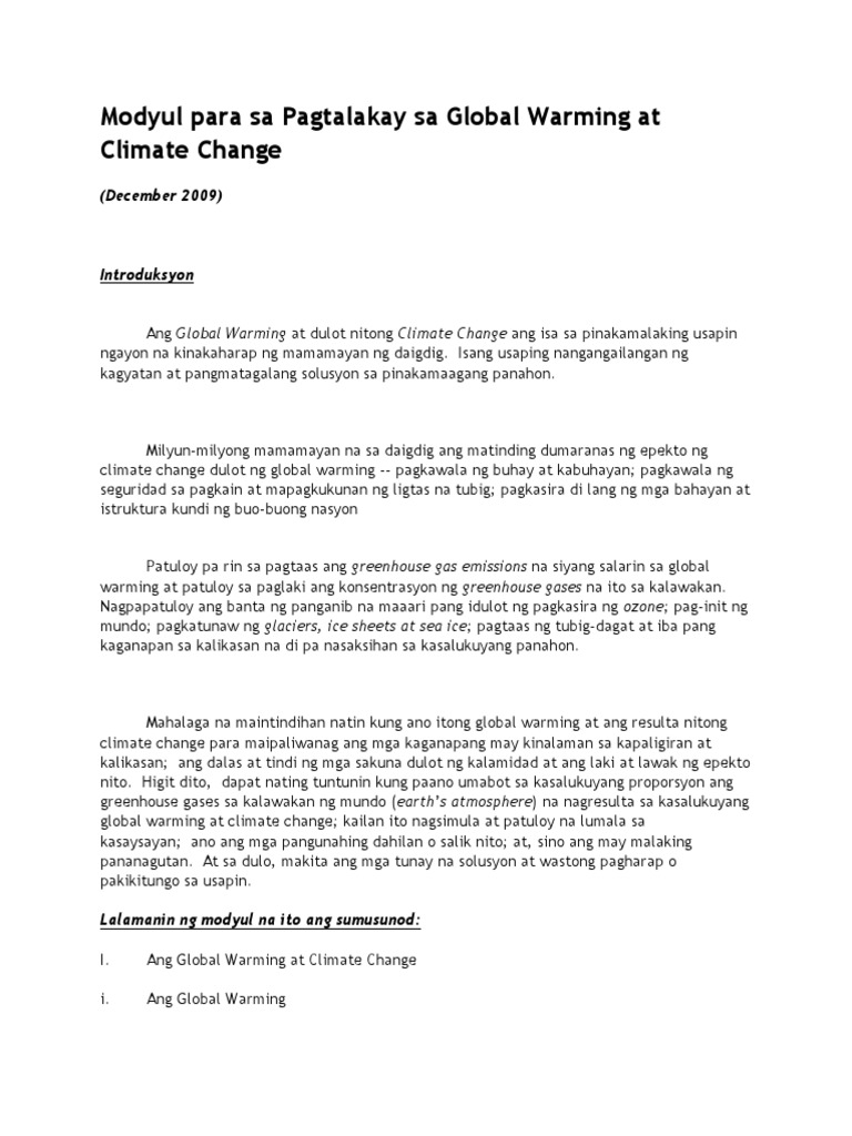 Modyul para Sa Pagtalakay Sa Global Warming at Climate Change | PDF