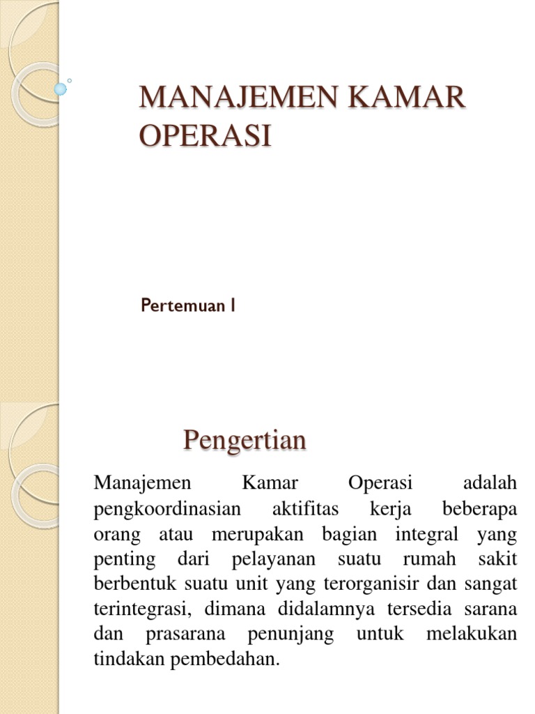 KONSEP DASAR Kamar Operasi | PDF