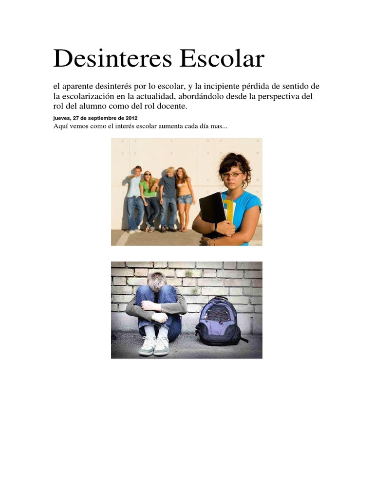 Desinteres Escolar | PDF | Conceptos psicologicos | Ciencia cognitiva