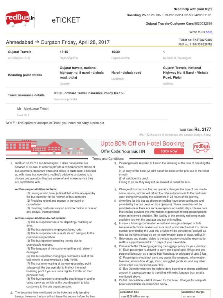 redBus Ticket - index.pdf | Ticket (Admission) | Bus