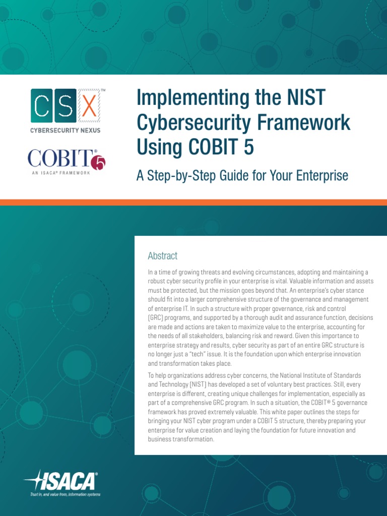 Implementing The Nist Cybersecurity Framework Using Cobit 5 A Step By