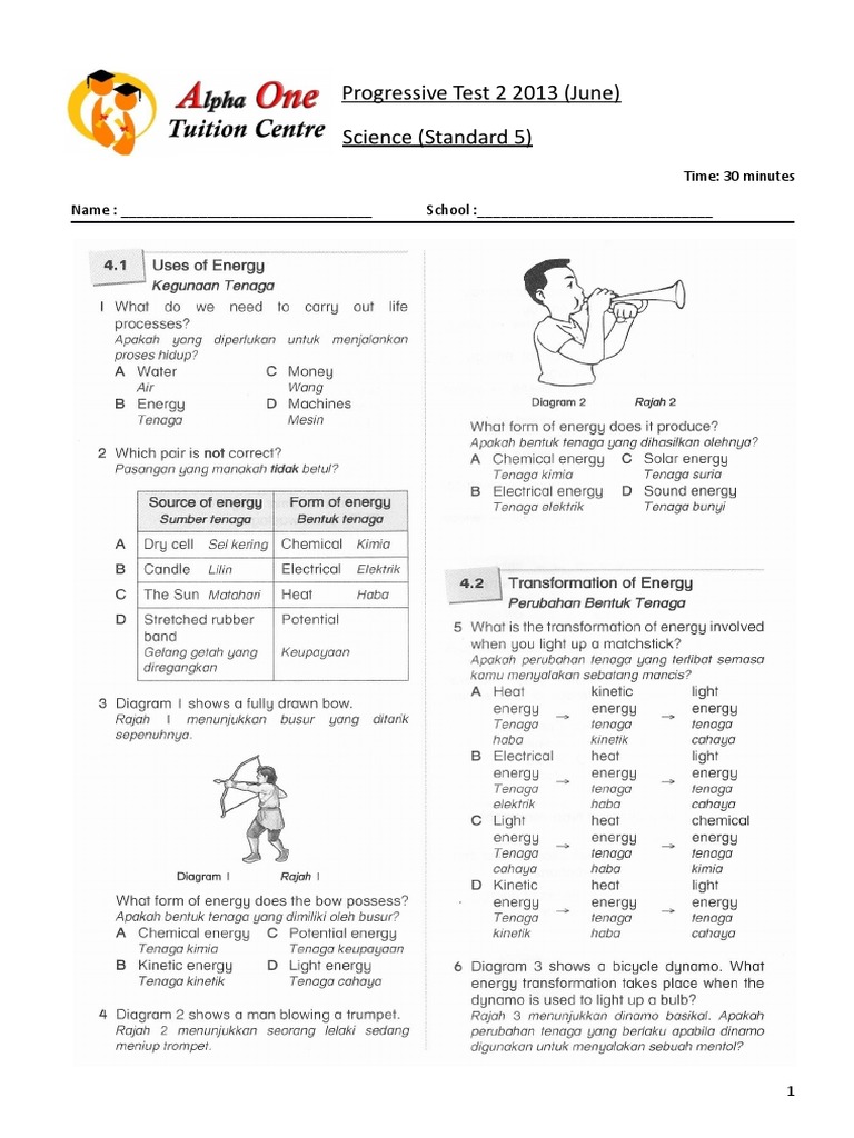 Progressive Test 2 2013 (June) Science (Standard 5) | PDF