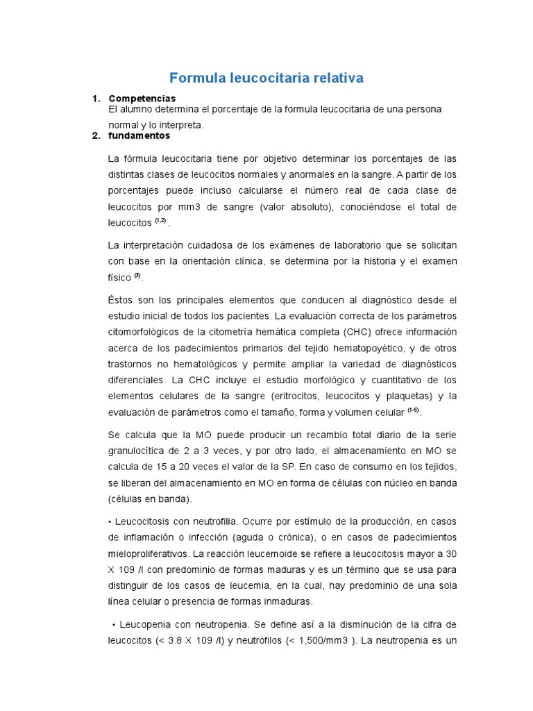 Formula Leucocitaria Relativa | PDF | Leucocito | Sangre