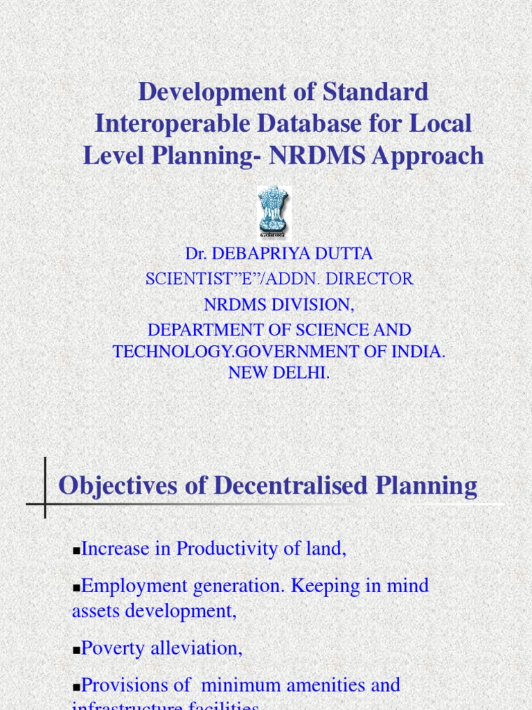 Development of Standard Interoperable Database For Local Level Planning-NRDMS Approach | PDF ...