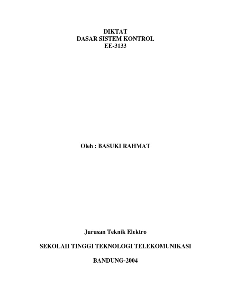 DIKTAT DASAR SISTEM KONTROL EE-3133 Oleh PDF | PDF