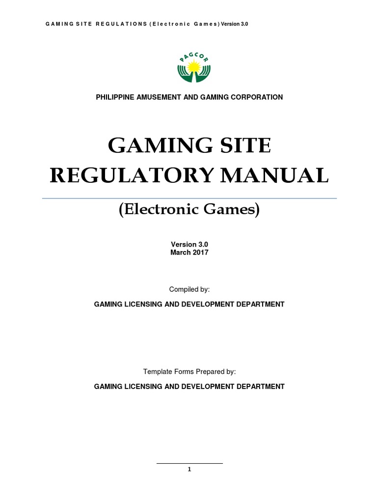 Gaming Site Regulatory Manual For Electronic Games v3.0 | PDF ...