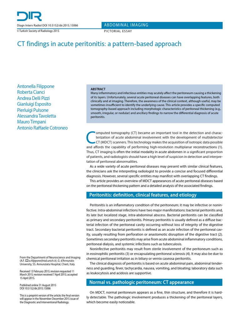 CT Findings in Acute Peritonitis: A Pattern-Based Approach | PDF ...