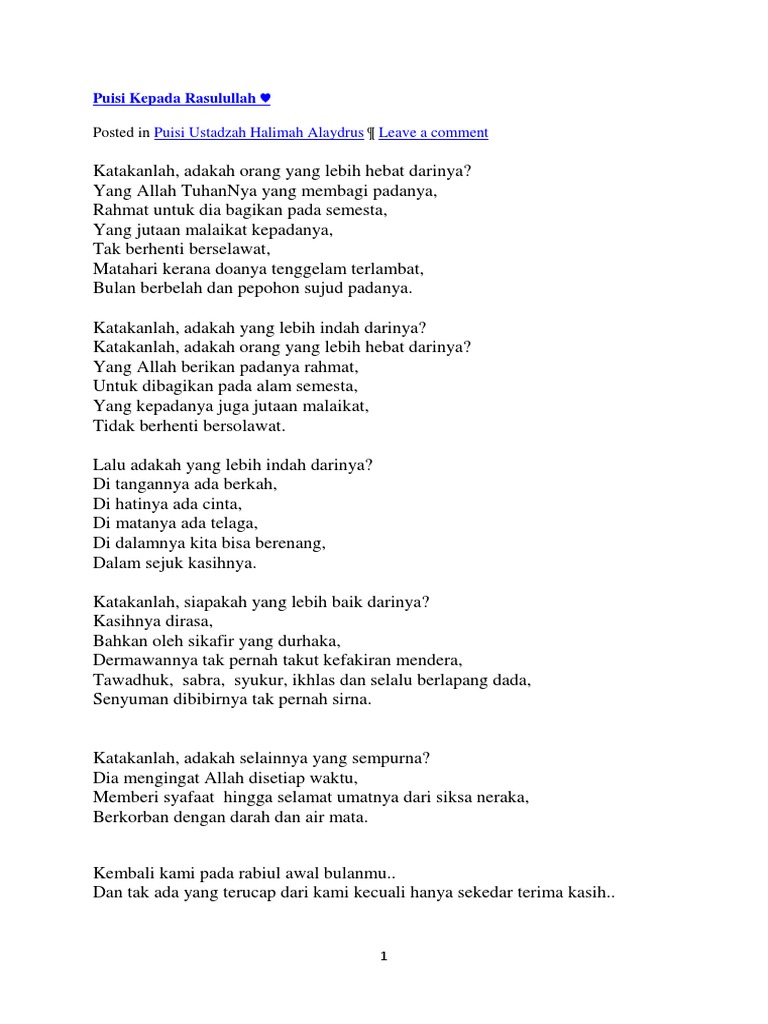 Sajak Ya Rasulullah | PDF | Agama & Spiritualitas