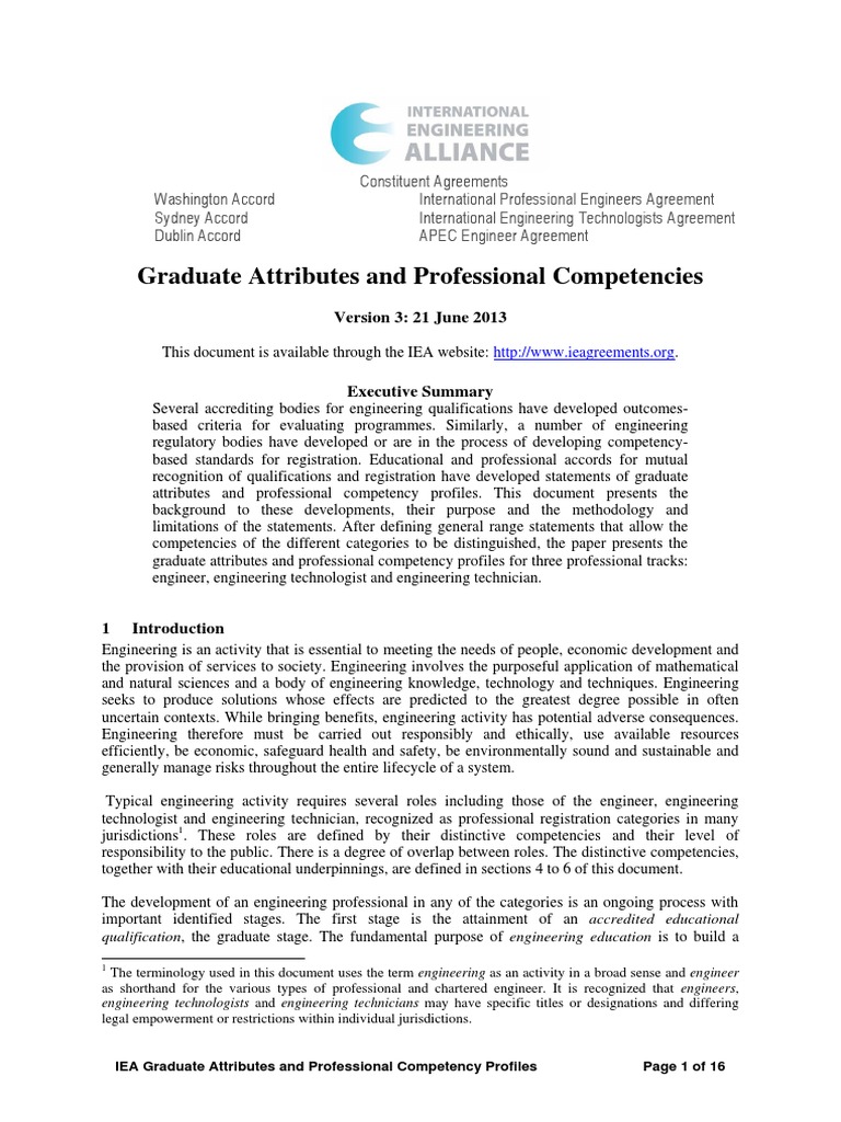 Graduate Attributes and Professional Competencies | PDF | Engineering ...