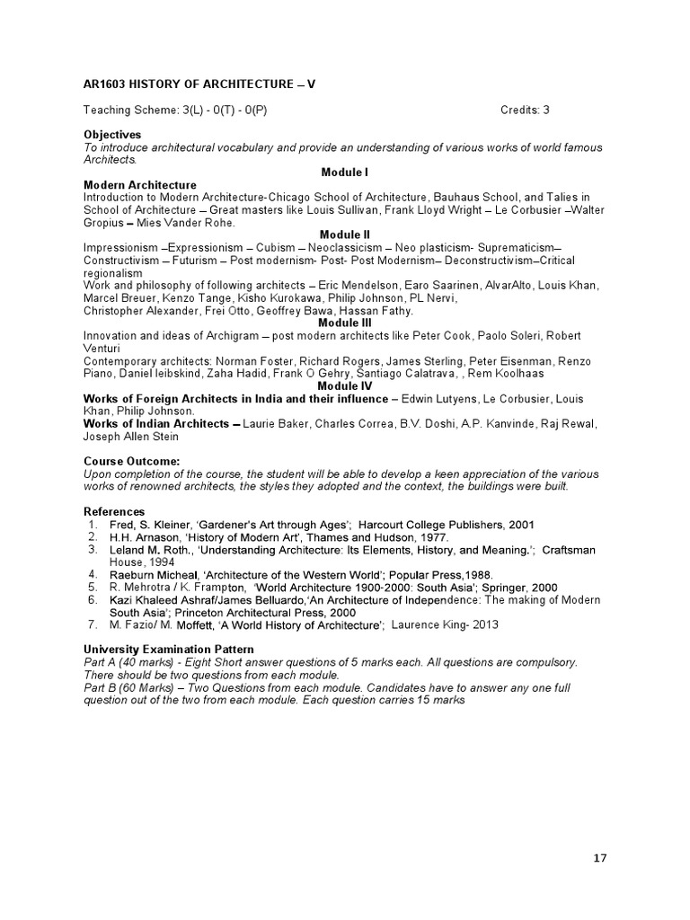History S6 Syllabus | Architectural Styles | Architectural Design ...