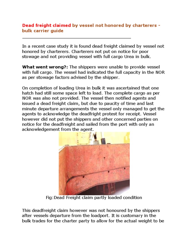 Dead Freight Claims | PDF | Cargo | Ships
