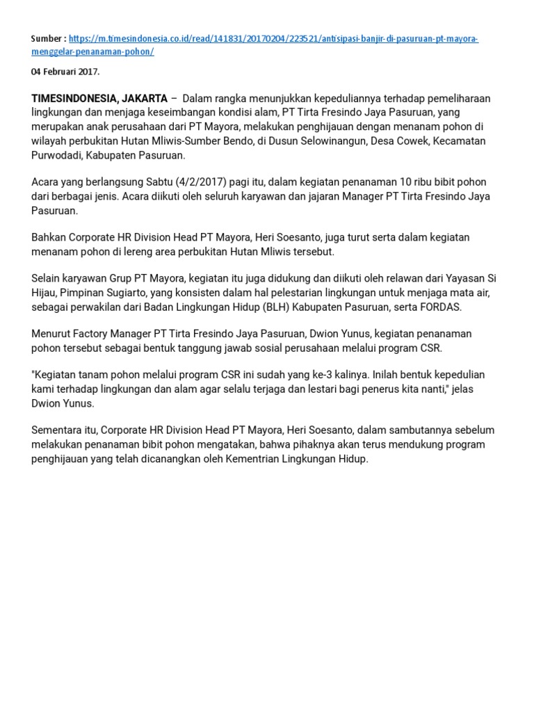 Materi PT Tirta Fresindo Jaya | PDF