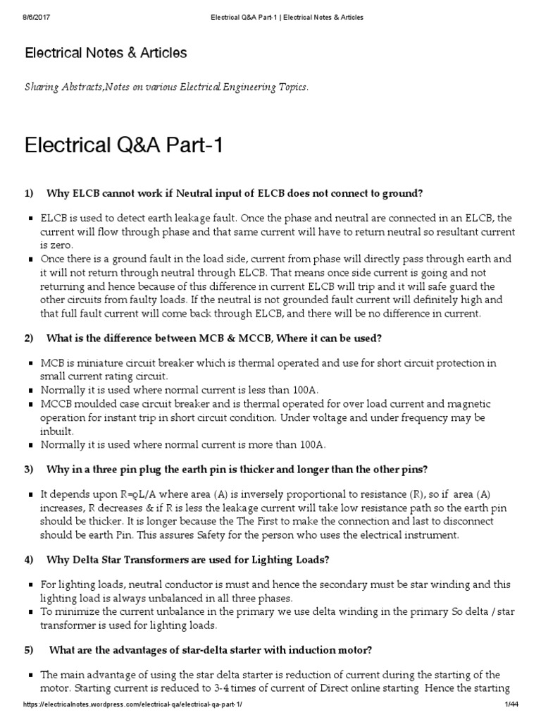 Electrical Engineering Q&A Insights | PDF | Series And Parallel ...