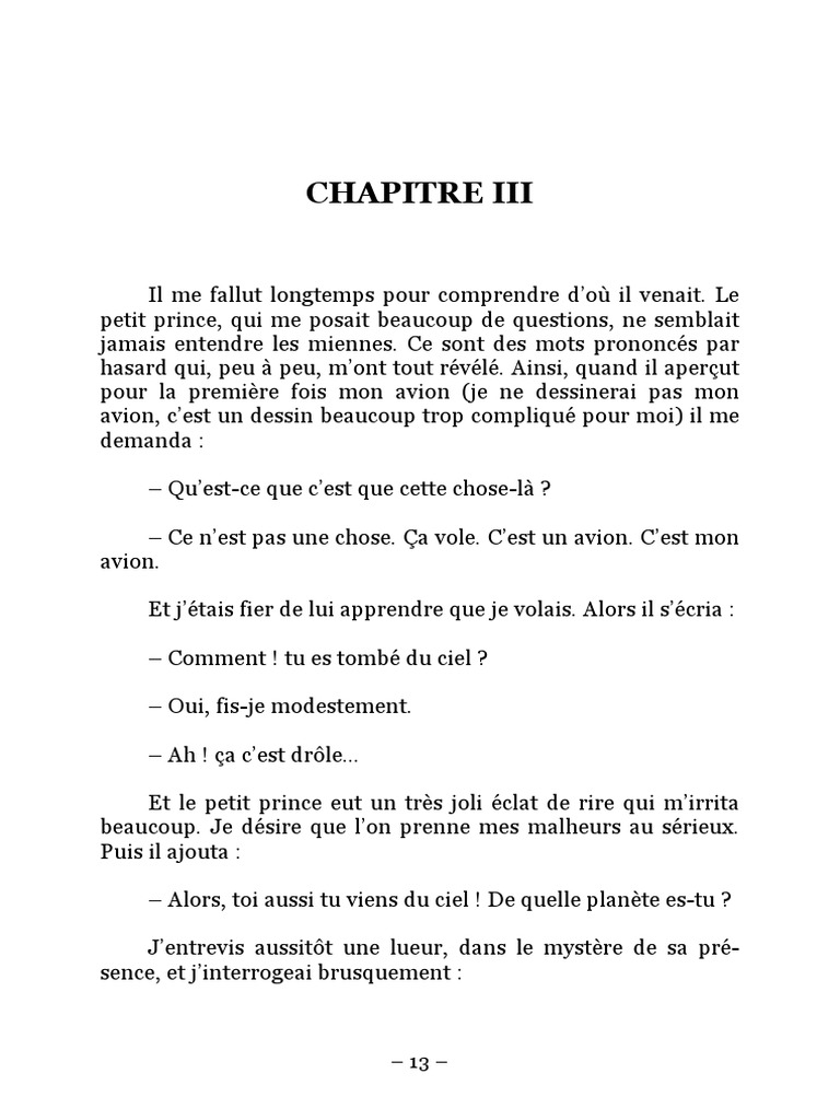 Résumé du Chapitre III du Petit Prince | PDF | Le Petit Prince