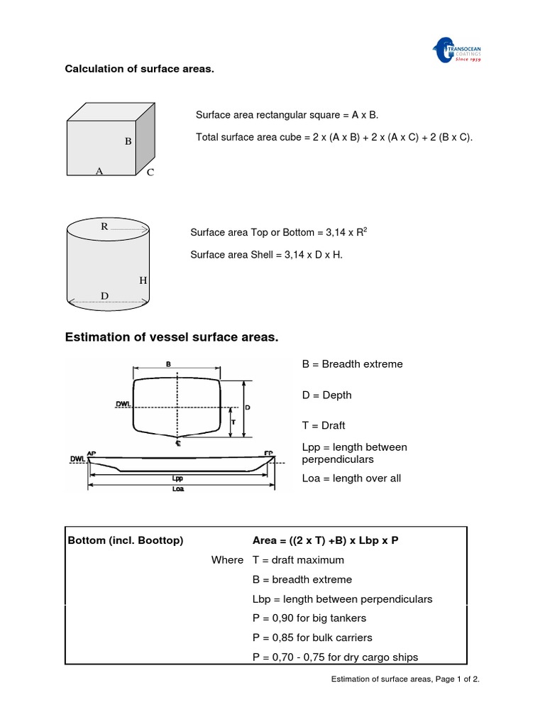 Vessel Surface Area Calculation Guide | PDF