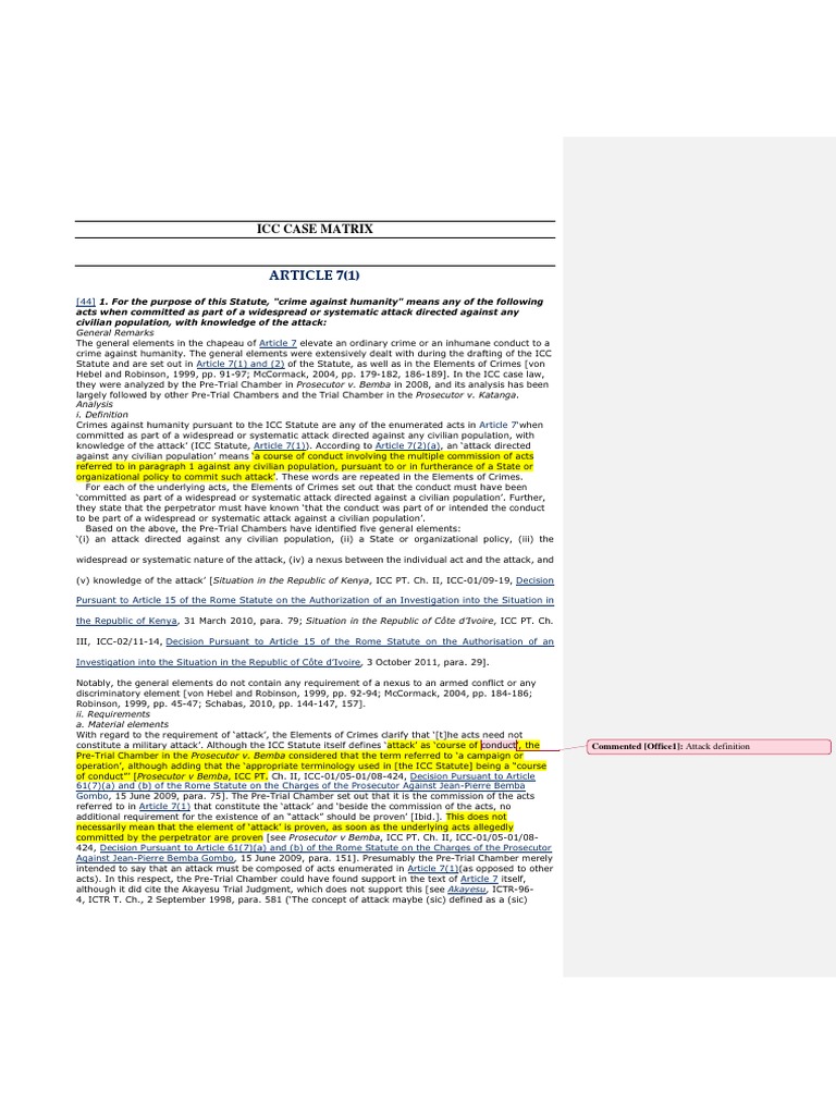 ICC Case MAtrix | PDF | International Criminal Court | Crimes Against ...