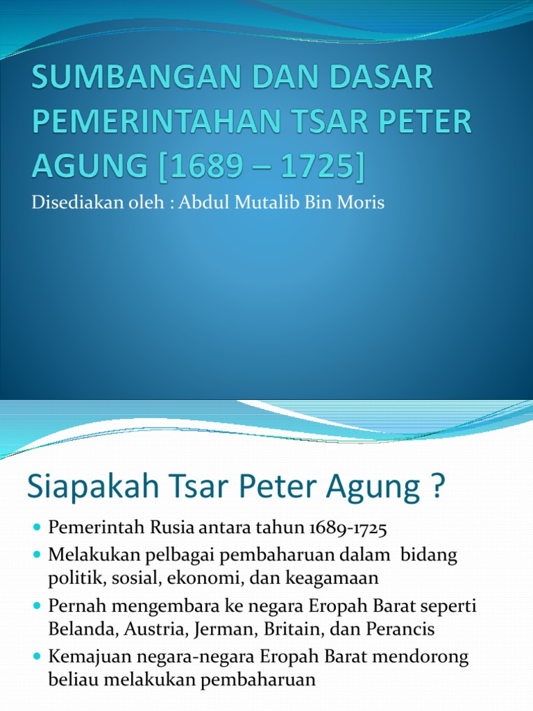 Sumbangan Tsar Peter Agung | PDF