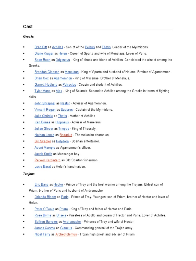 Troy Movie Cast List | PDF | History