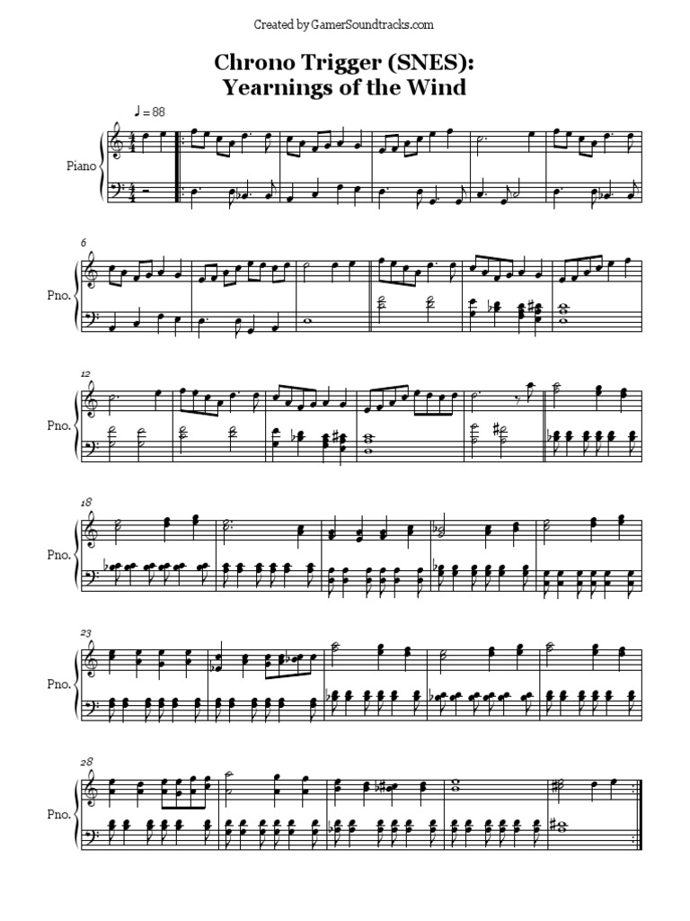 Chrono Trigger Piano Sheet Music | PDF | Square (Company) Games ...