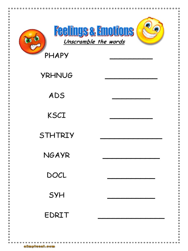 Feelings & Emotions Unscramble | PDF | Subjective Experience | Emotions