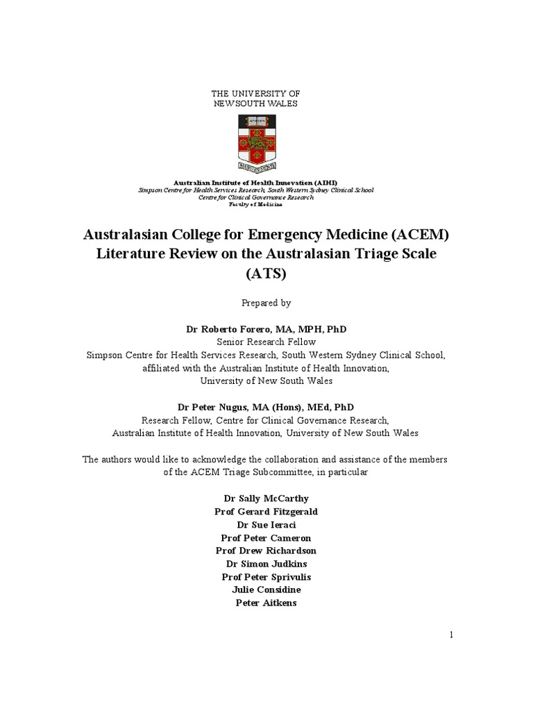 Australasian College For Emergency Medicine (ACEM) PDF | PDF