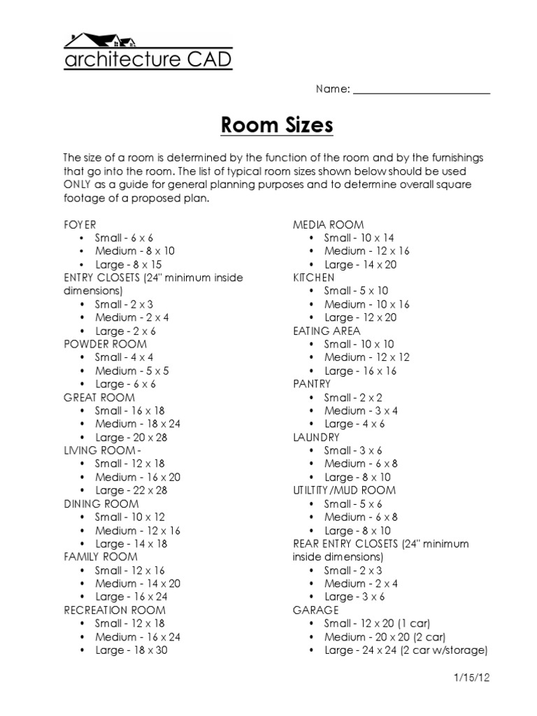 Room Sizes PDF | PDF | Room | Bedroom