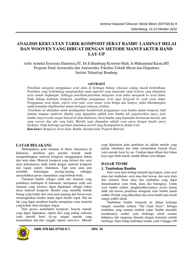Analisis Kekuatan Tarik Komposit Bambu | PDF