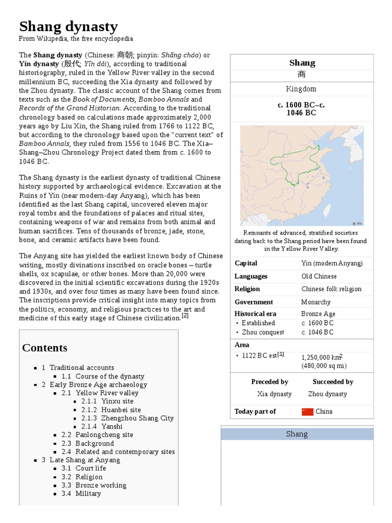 Shang Dynasty | PDF | China | World Politics