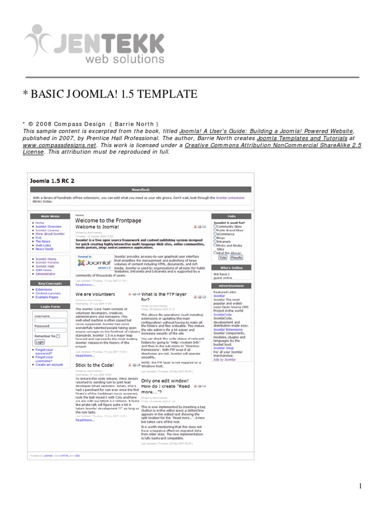 Basic Joomla! 1.5 Template: © 2008 Compass Design (Barrie North) | PDF | Cascading Style Sheets ...