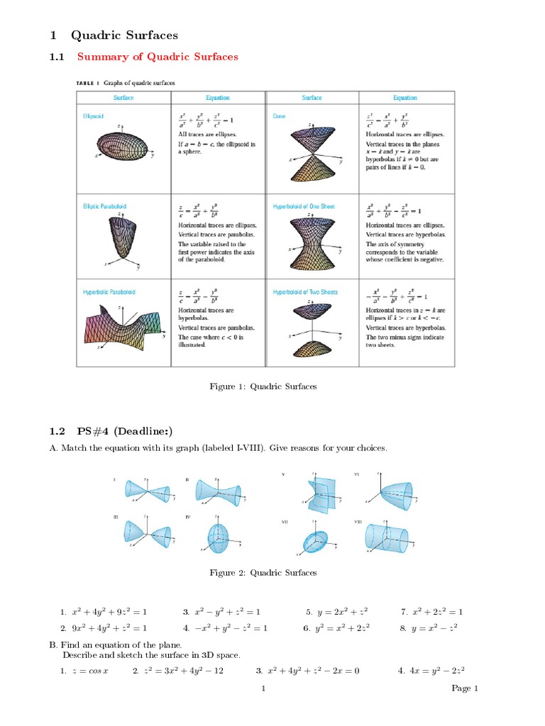Quadric Surface | PDF