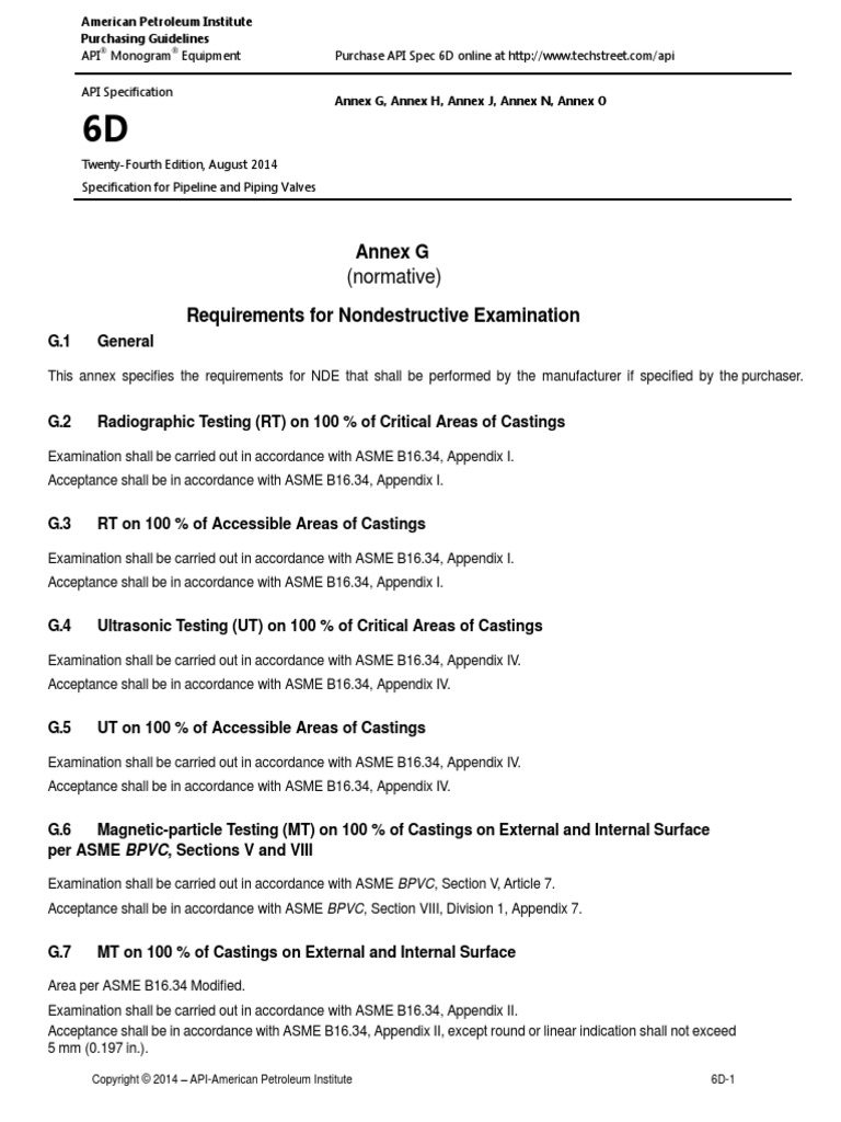 API 6D E24 Purchasing Guideline R1 20141029 PDF | Download Free PDF | Leak | Valve