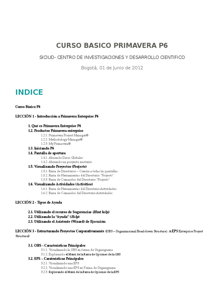 Primavera P6 Curso Basico Parte 1 | PDF | Ventana (informática ...