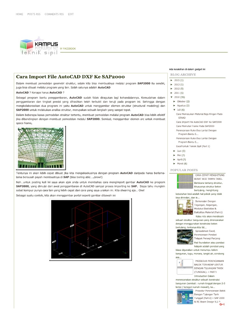 Cara Import File AutoCAD DXF Ke SAP2000 | PDF