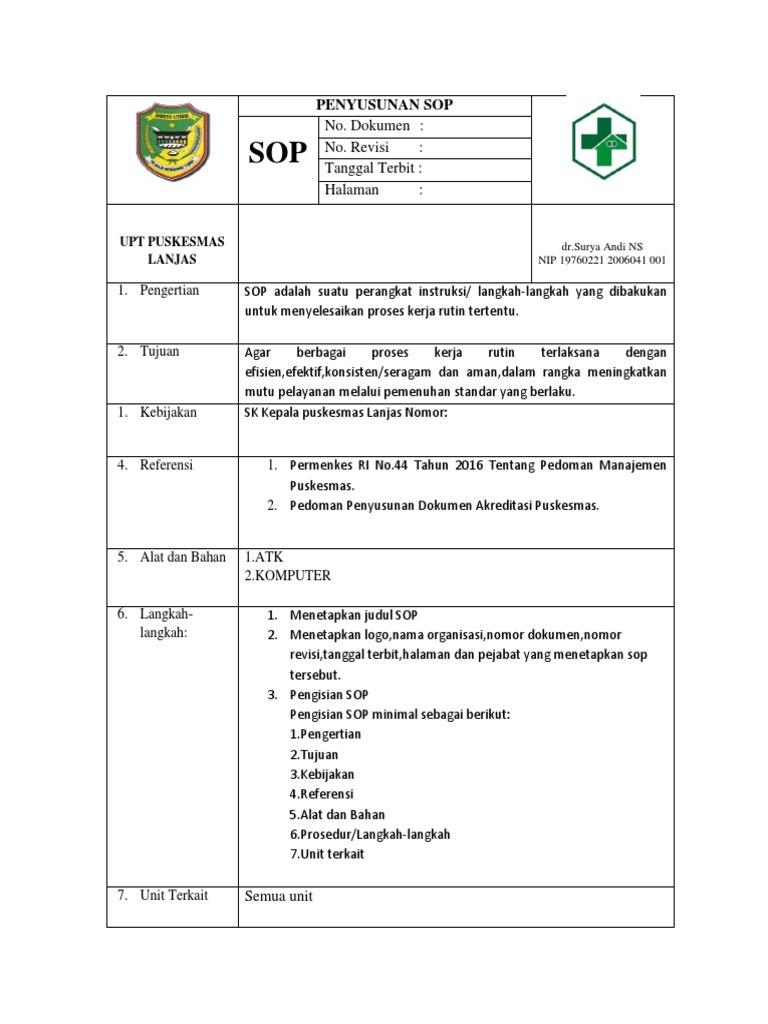 Sop Penyusunan Sop | PDF