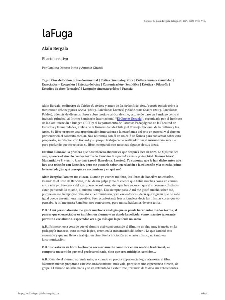 Alain Bergala: Cine y Educación Innovadora | PDF | Jean Luc Godard ...